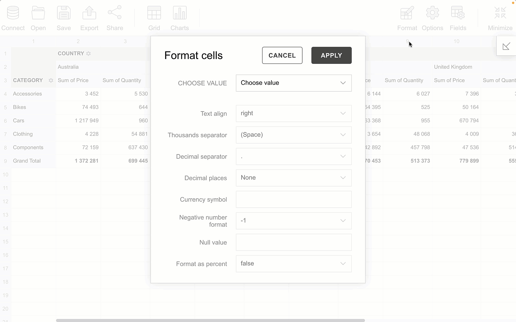 Number Formatting Flexmonster Bank2home