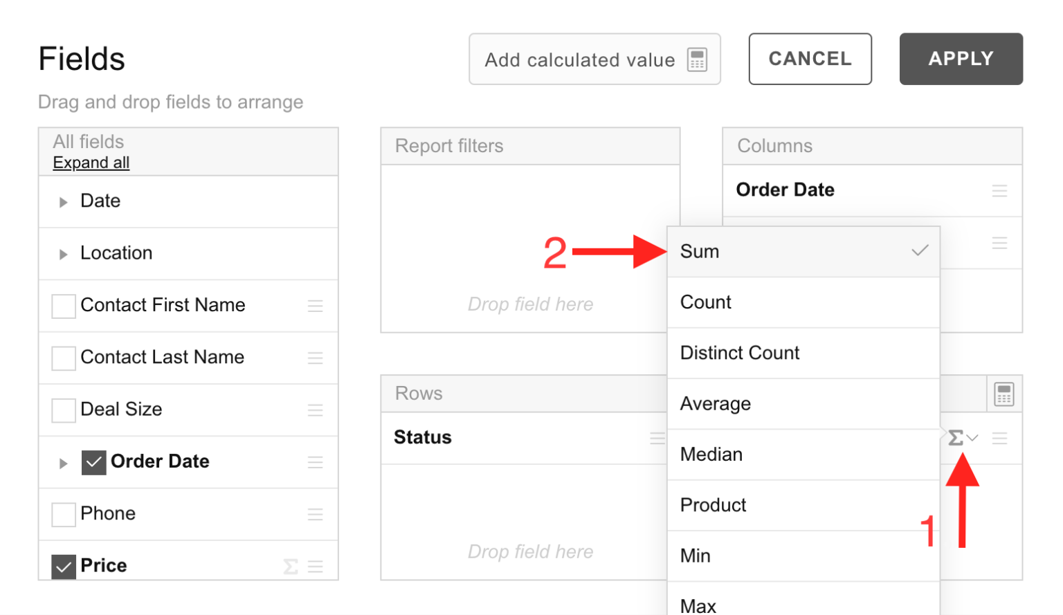 Aggregation functions • Flexmonster